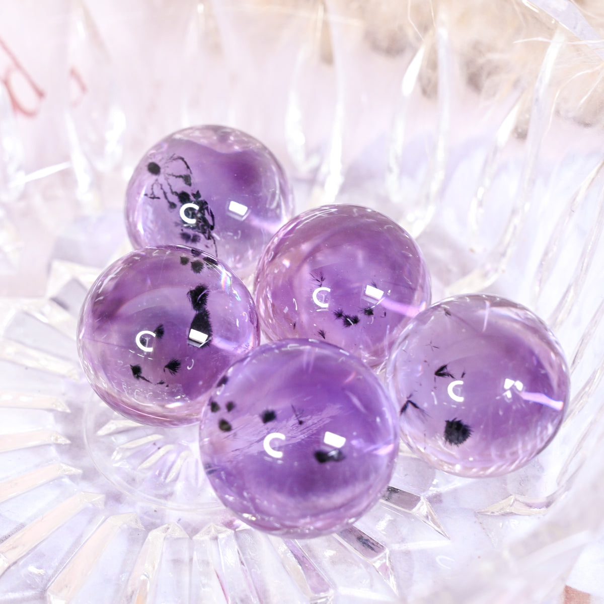 AAA grade amethyst mini spheres with hollandite inclusions – crystal ...