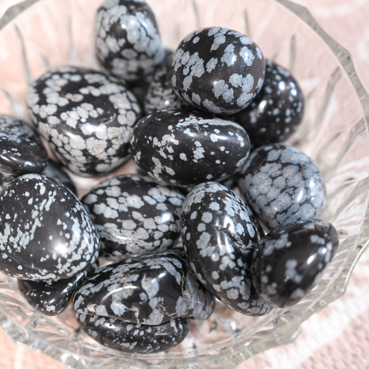 snowflake obsidian tumble stones – crystal + the moon